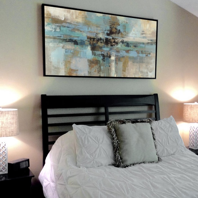 Abstract Art Above a Contemporary Bed | Great Big Canvas