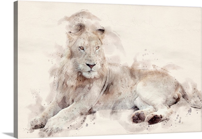 Abstract Watercolor Lion Brave Lion Abstract Watercolor Painting'