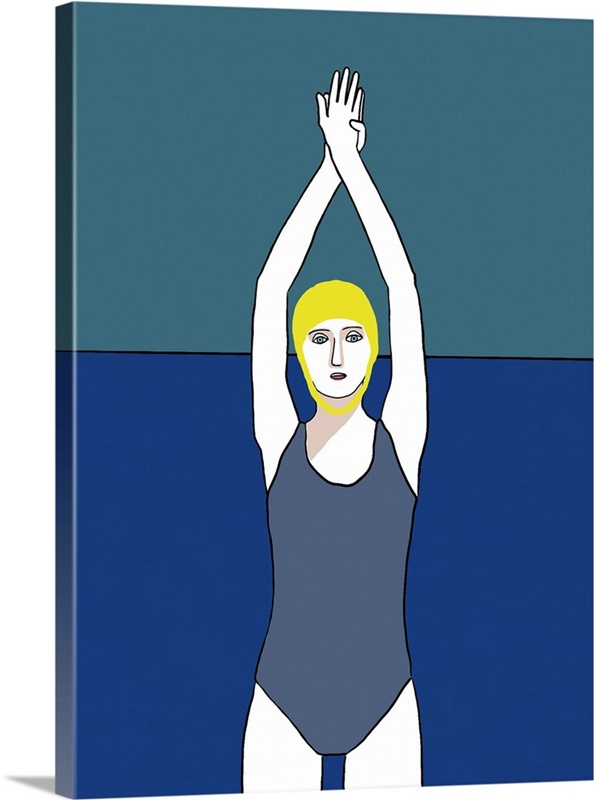 Swimmer With Yellow Cap | Great Big Canvas