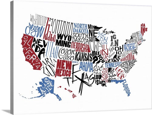 USA Typography map | Great Big Canvas