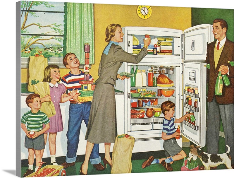 Happy Family Putting Groceries Away | Great Big Canvas