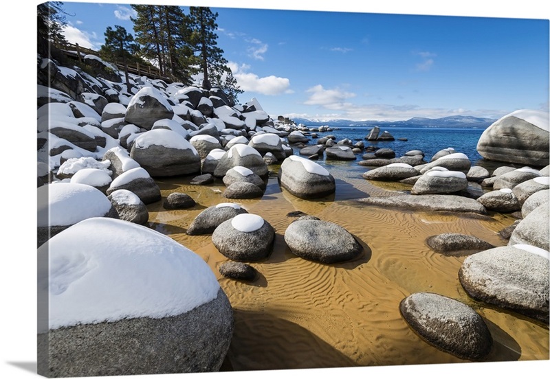 Snow Covered Sand Harbor Bay, Lake Tahoe | Great Big Canvas