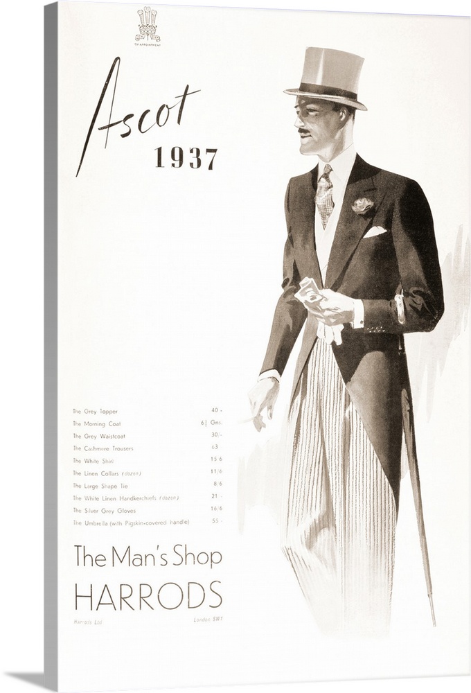 A 1937 advertisement for The Man's Shop Harrods | Great Big Canvas