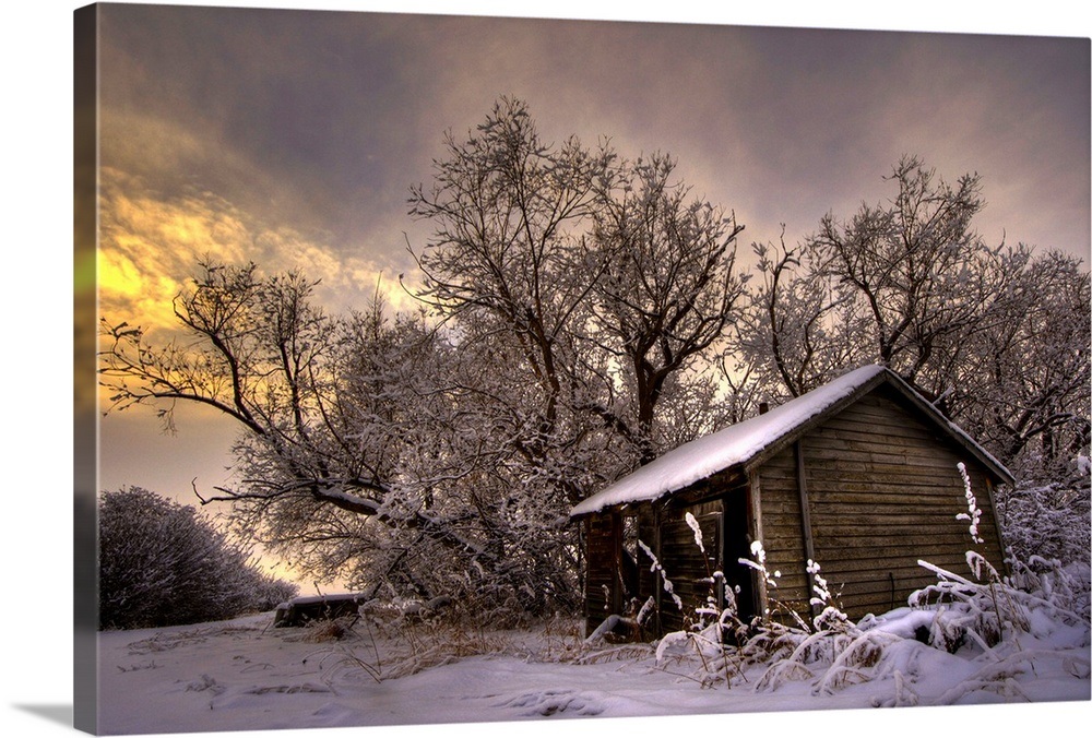 An Abandoned Prairie Homestead In Winter, Rural Alberta, Canada Wall ...
