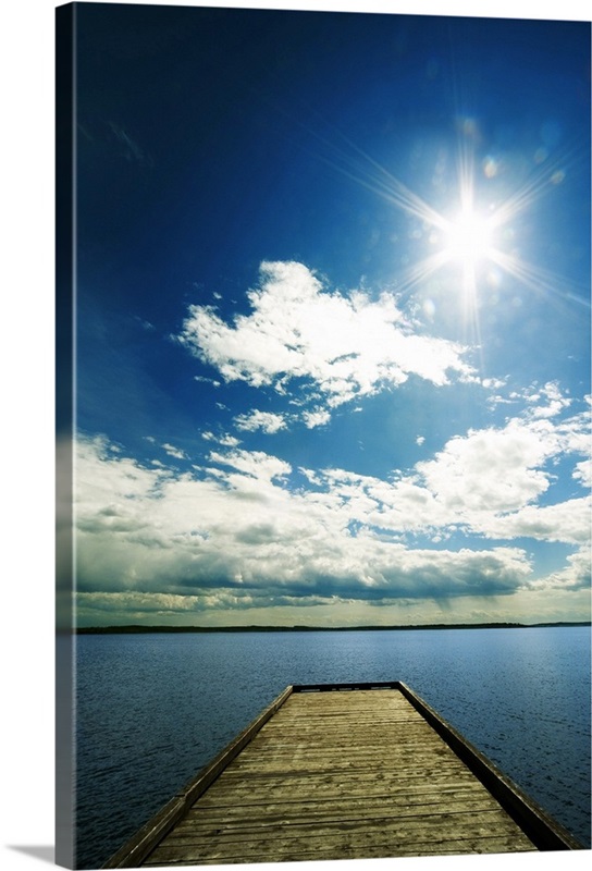 Bright Sun Over Dock On Lake | Great Big Canvas