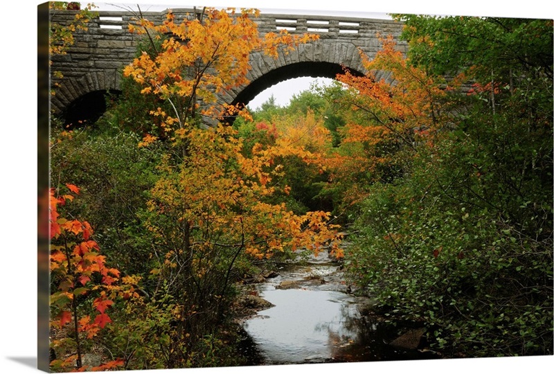 Carriage road bridge at Duck Brook in Acadia National Park.; Acadia National Park, Mount Desert ...