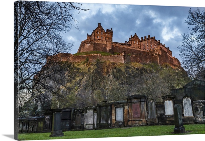 Edinburg Castle At The Sunset Viewed From The Cemetery, Edinburgh ...