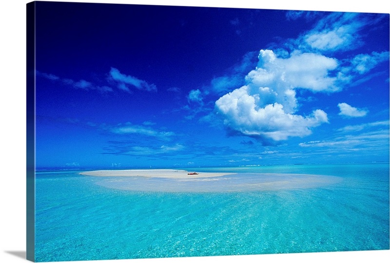 French Polynesia, Bora Bora, View Of Turquoise Lagoon Sand Bar In ...