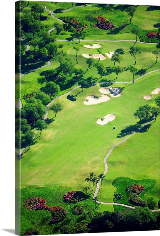 Hawaii, Maui, Wailea, Aerial Of Wailea Gold And Emerald Golf Courses ...