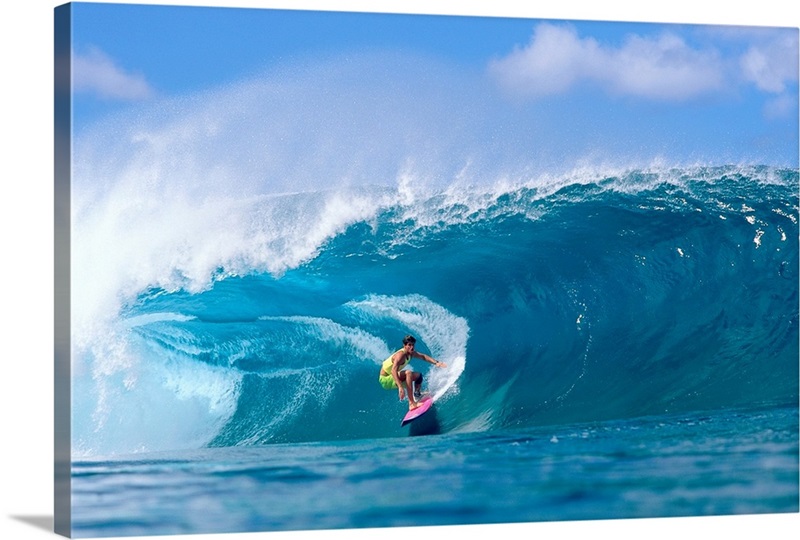 Hawaii, Oahu, North Shore, Pipeline Surfer Coming Out Of Wave, C ...
