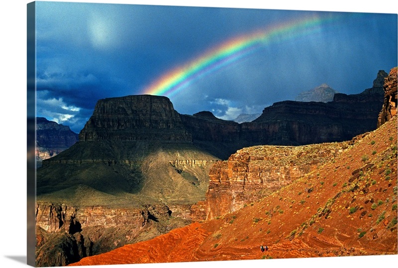 Hikers and rainbow Kaibab Trail, Grand Canyon National Park. | Great ...
