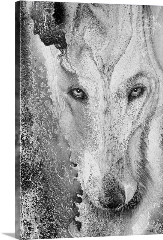 Illustration of a wolf and a mottled background | Great Big Canvas