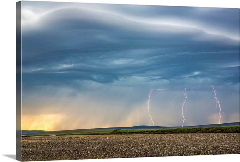 Lightning bolts over the tundra, Kokolik National Petroleum Reserve ...
