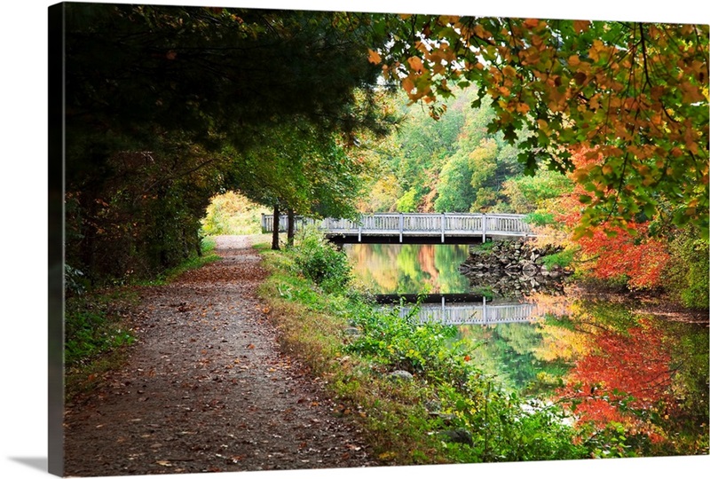 New England, Massachusetts, Blackstone Valley, Pathway And Bridge Near ...