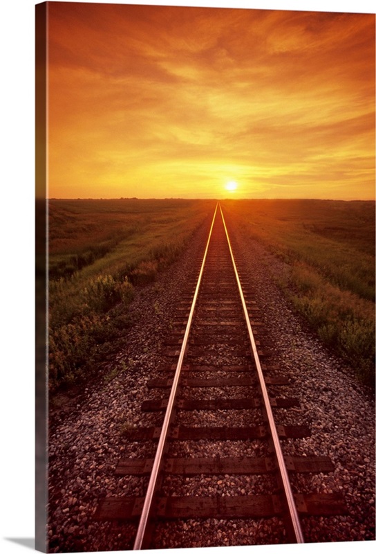 Railway And Sunset, Near Winnipeg, Manitoba | Great Big Canvas
