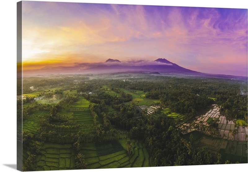 Sunset At Licin Rice Terraces, East Java, Java, Indonesia Wall Art ...