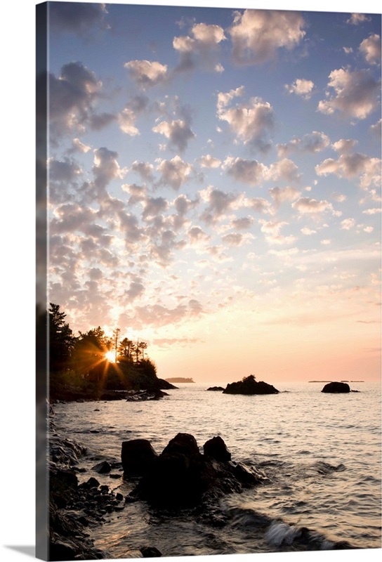 Sunset On The South Shores Of Lake Superior; Michigan, United States Of ...