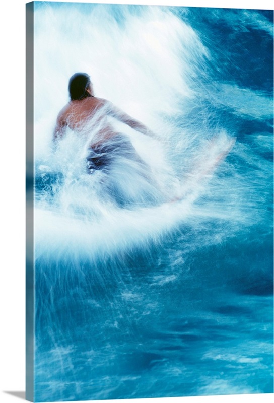 Surfer Carving On Splashing Wave, Interesting Perspective And Blur ...