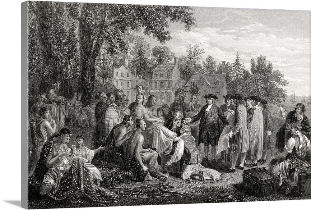 William Penn's Treaty With The Indians, 1682 Wall Art, Canvas Prints ...