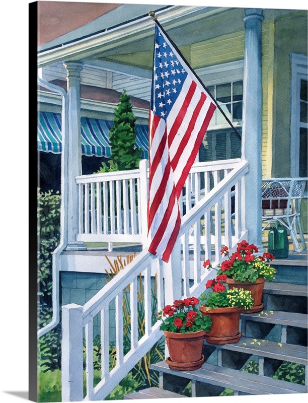 Porch With Flag | Great Big Canvas
