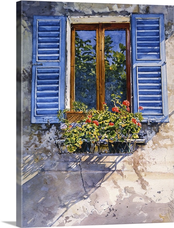 Window with Blue Shutters | Great Big Canvas