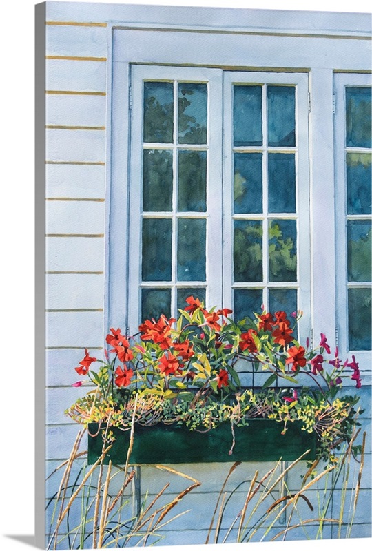 Window With Mandevilla - Macatawa | Great Big Canvas