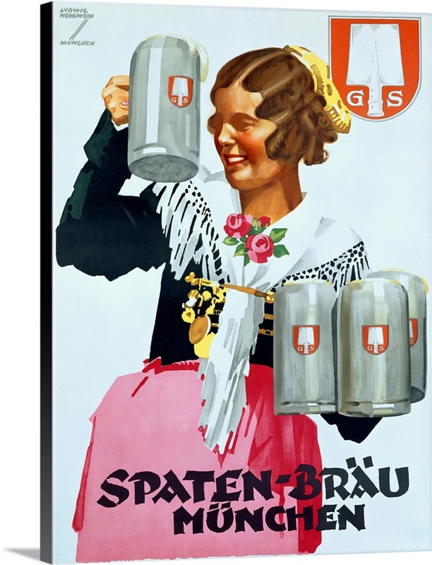 1924 German Spaten-Brau Beer | Great Big Canvas