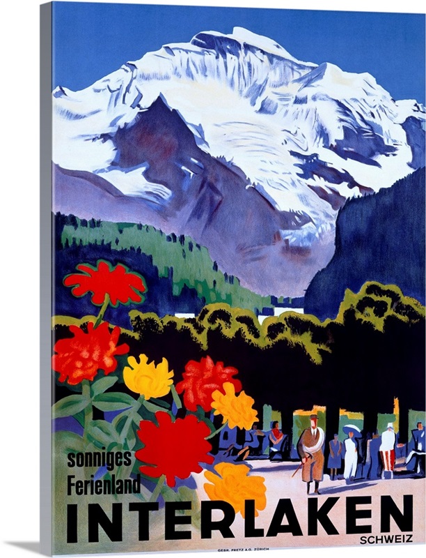 Swiss Alps, Interlaken, Vintage Poster | Great Big Canvas