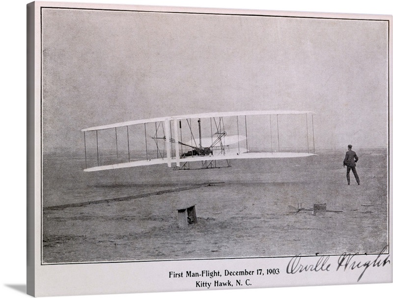 Wright Brothers Flight at Kitty Hawk Vintage Photograph | Great Big Canvas