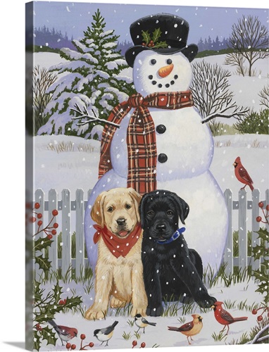 Backyard Snowman with Friends | Great Big Canvas