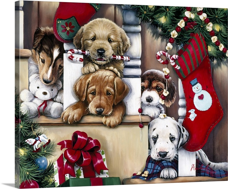 Christmas Puppies On The Loose | Great Big Canvas
