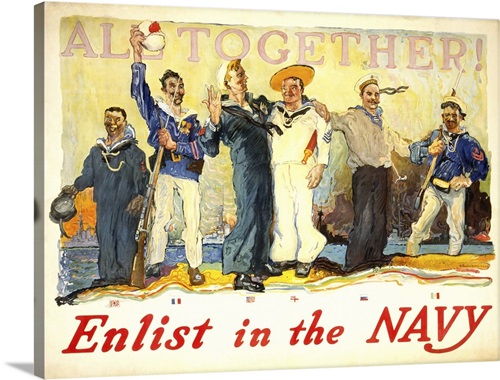 Enlist In The Navy - Vintage Propaganda Poster | Great Big Canvas