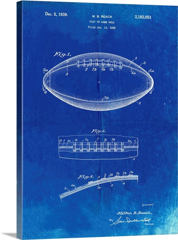 Faded Blueprint Football Game Ball Patent | Great Big Canvas