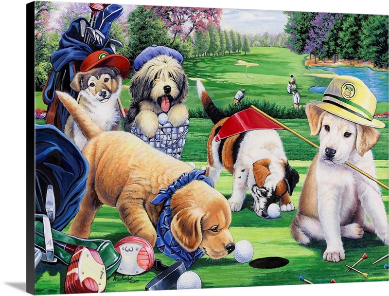 Golfing Puppies | Great Big Canvas