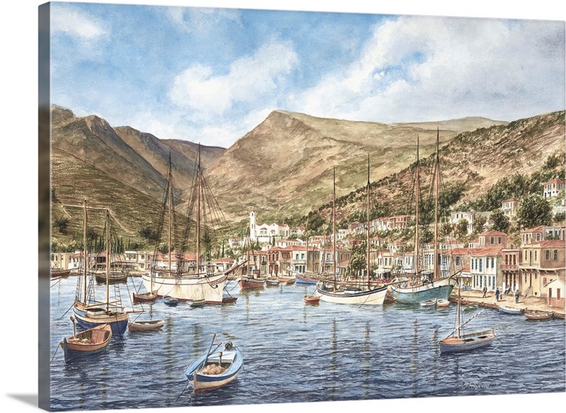 Greek Seaport Town | Great Big Canvas