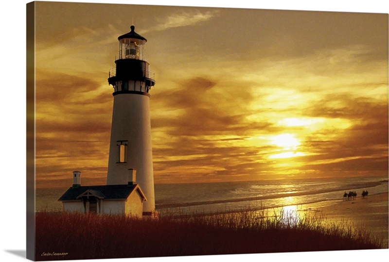 Lighthouse at Sunset | Great Big Canvas