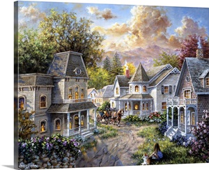 Main Street Along A Country Village Wall Art, Canvas Prints, Framed ...