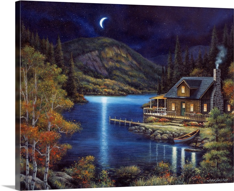Moonlit Cabin | Great Big Canvas
