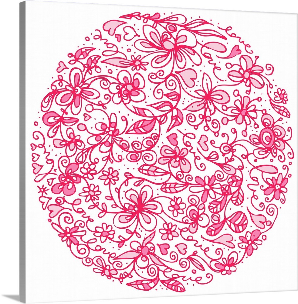 Pink Flower Circle Wall Art, Canvas Prints, Framed Prints, Wall Peels ...