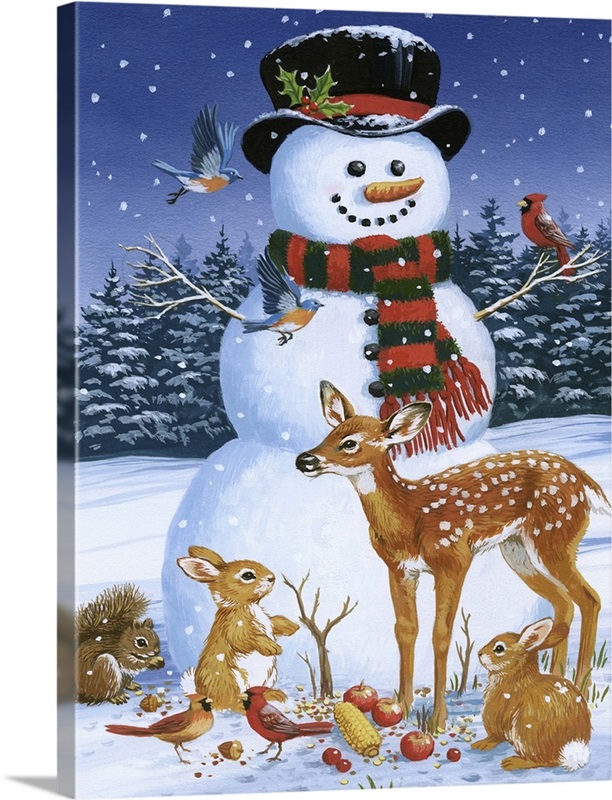 Snowman With Friends | Great Big Canvas