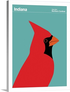 State Posters - Indiana State Bird: Northern Cardinal Wall Art, Canvas ...