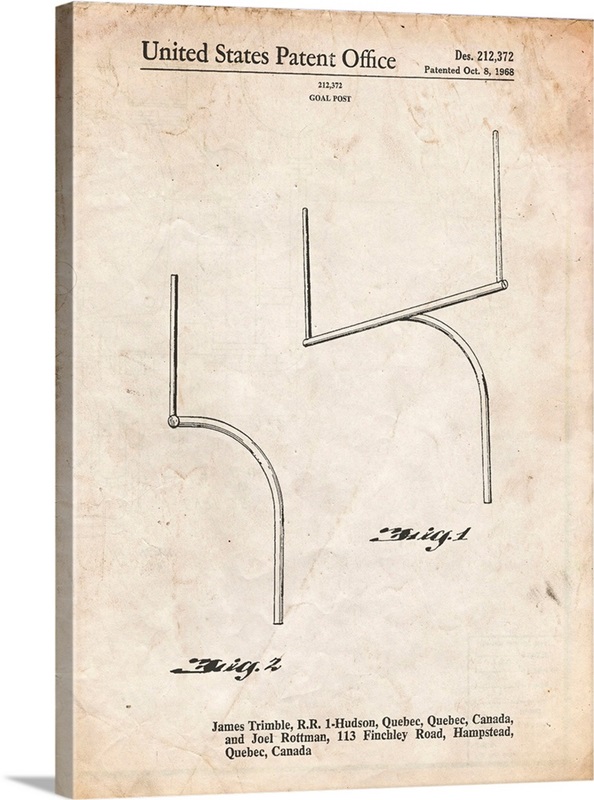 Vintage Parchment Football Goal Post Patent Print | Great Big Canvas