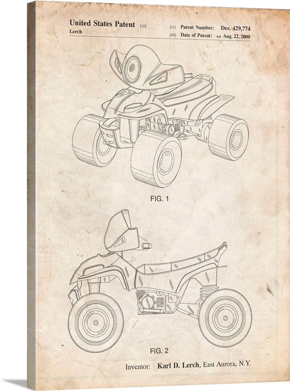 Vintage Parchment Kids 4-Wheeler Poster | Great Big Canvas