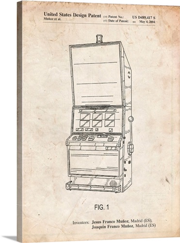 Vintage Parchment Slot Machine Patent Poster Wall Art, Canvas Prints ...
