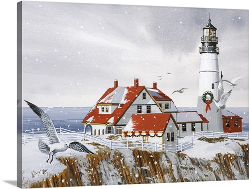 Winter Lighthouse | Great Big Canvas