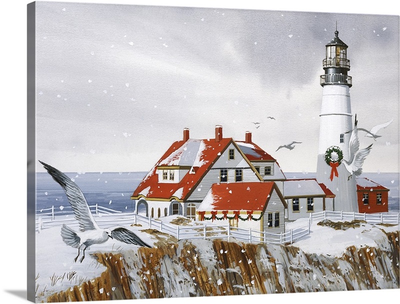 Winter Lighthouse | Great Big Canvas