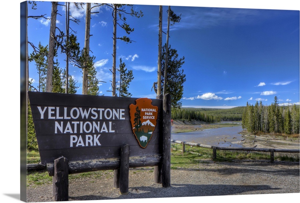 Yellowstone National Park Sign Wall Art, Canvas Prints, Framed Prints ...