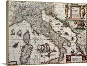 Antique Map of Italy, 1631 Wall Art, Canvas Prints, Framed Prints, Wall ...