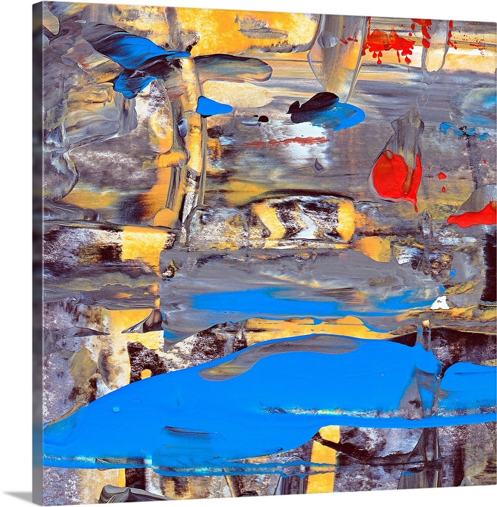 Blue and Yellow Abstract Wall Art, Canvas Prints, Framed Prints, Wall ...