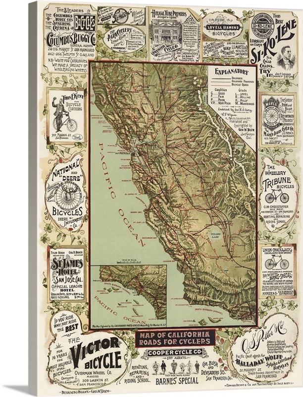 Antique Map of California, 1895 | Great Big Canvas